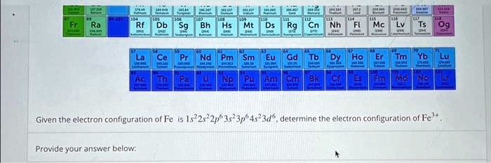 Solved Given The Electron Configuration Of Fe Is 1s2 2s2 2p6 3s2 3p6