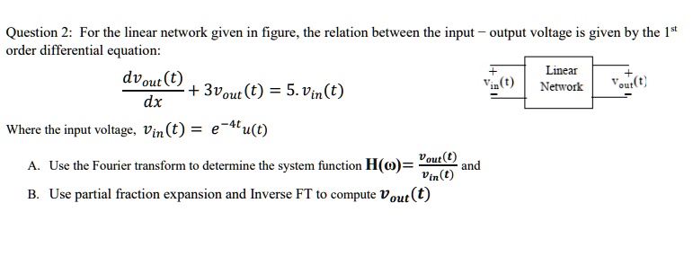 Question 2: For the linear network given in figure, the relation ...