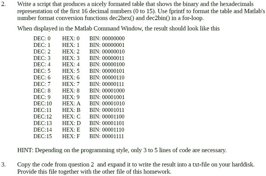Solved Texts In Matlab 2 Write A Script That Produces A Nicely