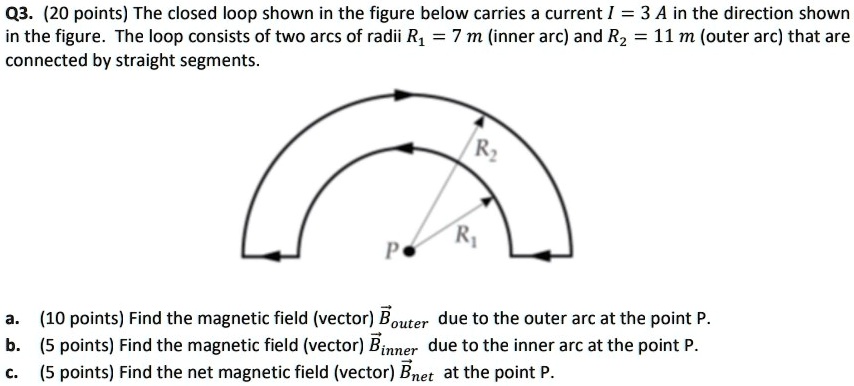 SOLVED: 03. (20 points) The closed loop shown in the figure below carries a current I =3A in the ...
