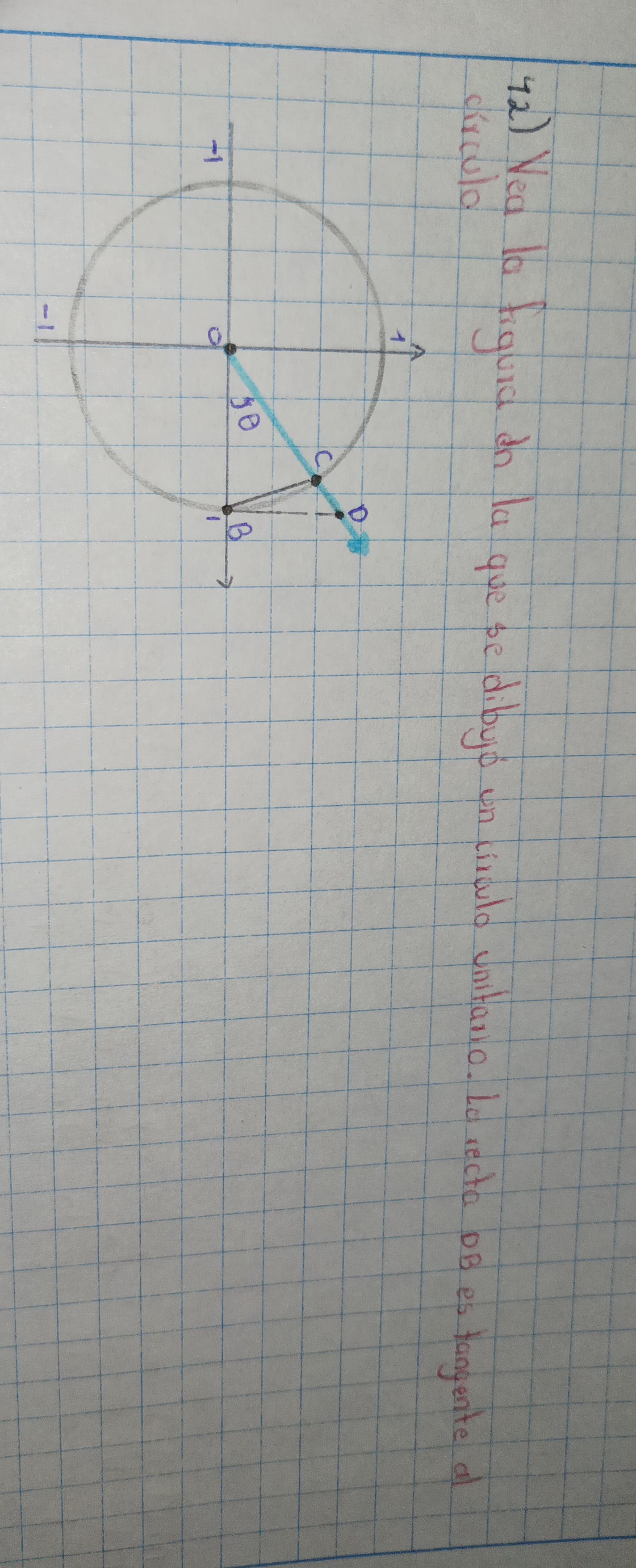 42 vea la figura den la que se dibujo un circulo unitario lo recta ob ...