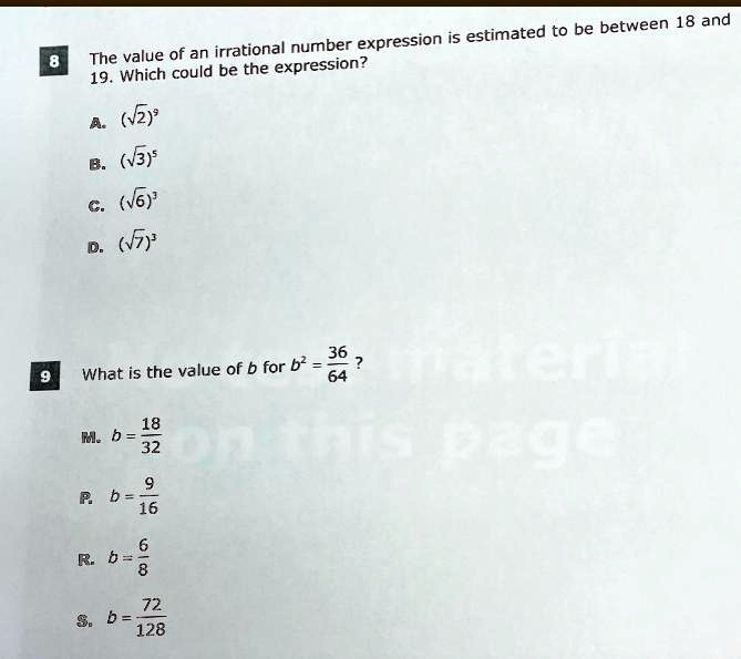 SOLVED: Please help me asap. No links or I will report you. 8th Grade. To be between 18 and 19 ...