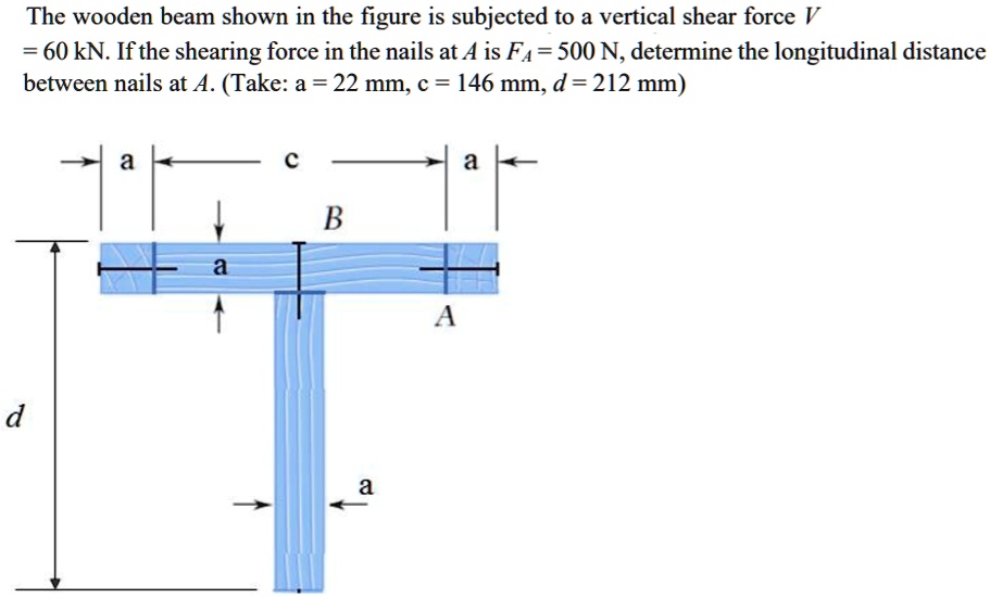 The wooden beam shown in the figure is subjected to a vertical shear ...
