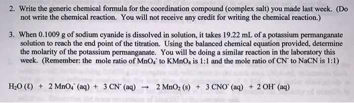 write the generic chemical formula for the coordination compound ...