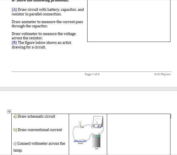 [GET ANSWER] (A) Draw circuit with battery, capacitor, and resistor in ...