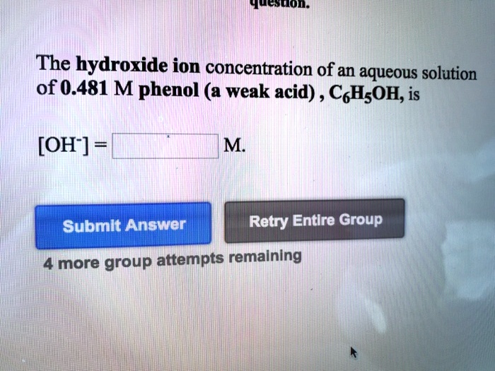 SOLVED:qucsuum: The hydroxide ion concentration of an aqueous solution ...