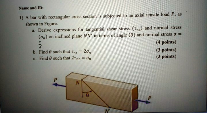 SOLVED: Name and ID: 1. A bar with a rectangular cross-section is ...
