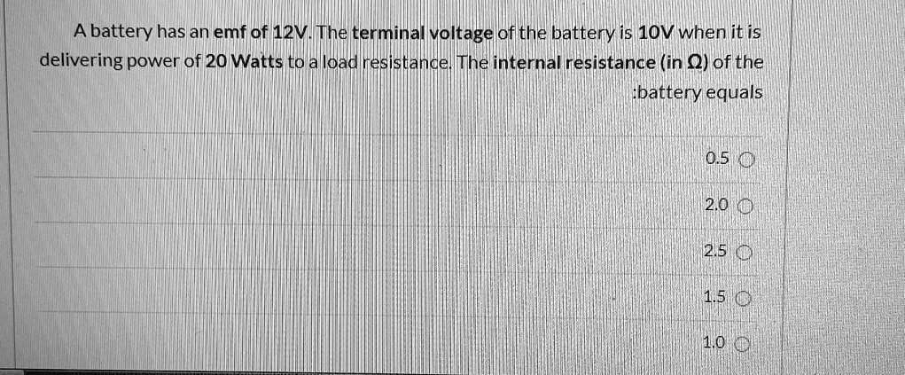 SOLVED: A battery has an emf of 12V. The terminal voltage of the ...