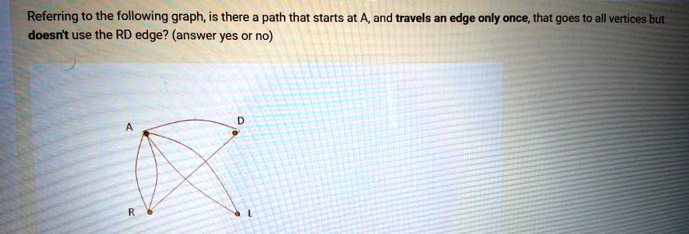 SOLVED:Referring to the following graph, is there a path that starts at ...