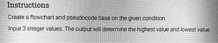 Solved Create A Flowchart And Pseudocode Based On The Given Condition 3267