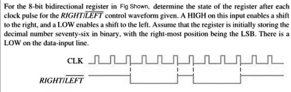 For the 8-bit bidirectional register shown in Fig, determine the state ...