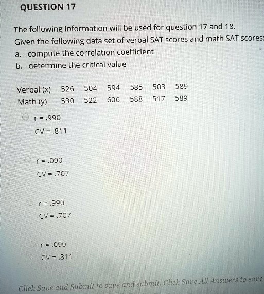 SOLVED: QUESTION 17 The following information will be used for question ...