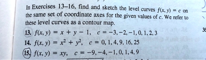 SOLVED:In Exercises 13-16, find and sketch the level curves f6x; Y) = C 0n the same set of ...