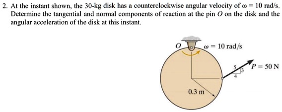 2. At the instant shown, the 30-kg disk has a counterclockwise angular velocity of ω = 10 rad/s ...