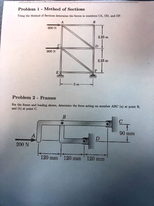 Problem 1 - Method of Sections Using the Method of Sections determine the forces in members CA ...
