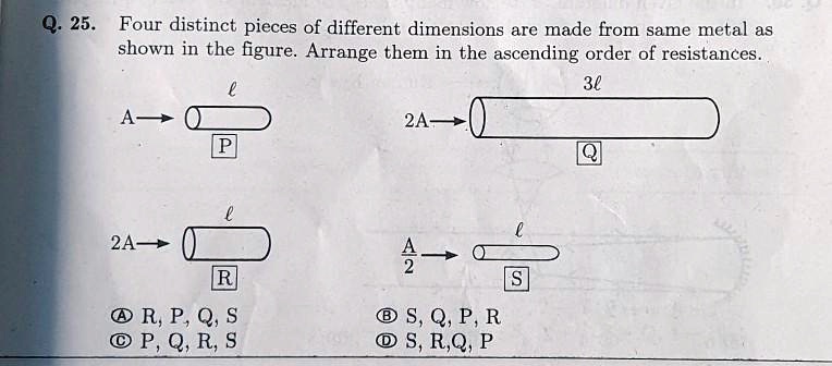 SOLVED: 'Q. 25. Four distinct pieces of different dimensions are made ...