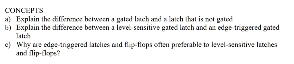 SOLVED: a) Explain the difference between a gated latch and a latch ...