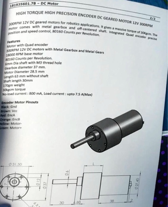 181935601.7B - DC Motor HIGH TORQUE HIGH PRECISION ENCODER DC GEARED ...