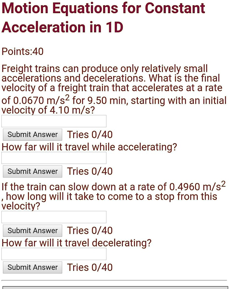 motion equations for constant acceleration in 1d points40 ...