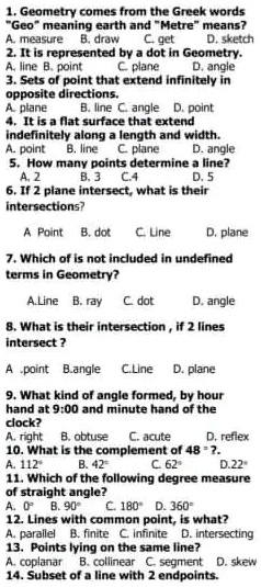 [GET ANSWER] geometry comes irom the greek words geo meaning earth and ...