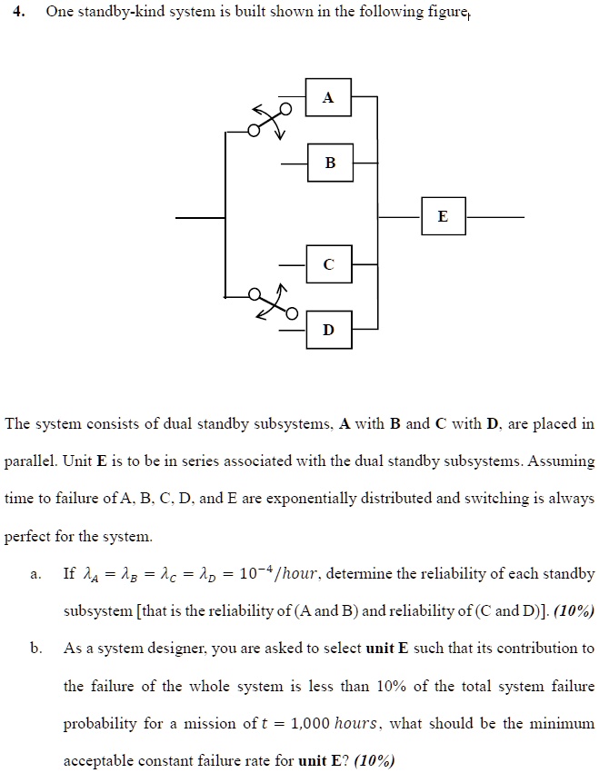 4. One standby-kind system is built shown in the following figure, A B ...