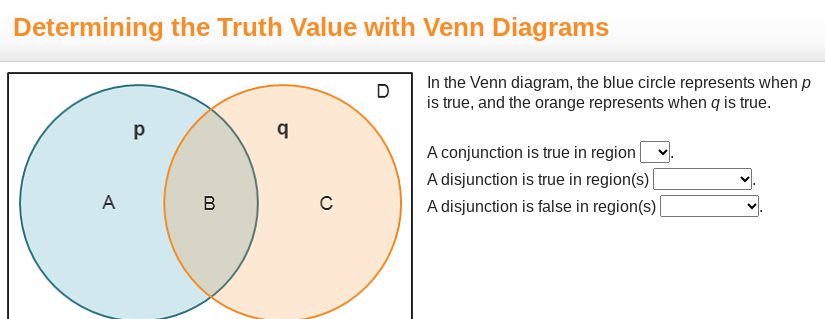 Determining the Truth Value with Venn Diagrams In the Venn diagram, the ...
