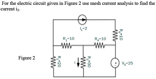 SOLVED: For the electric circuit given in Figure 2 use mesh current analysis to find the current ...