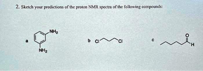SOLVED: 2. Sketch your predictions of the proton NMR spectra of the ...
