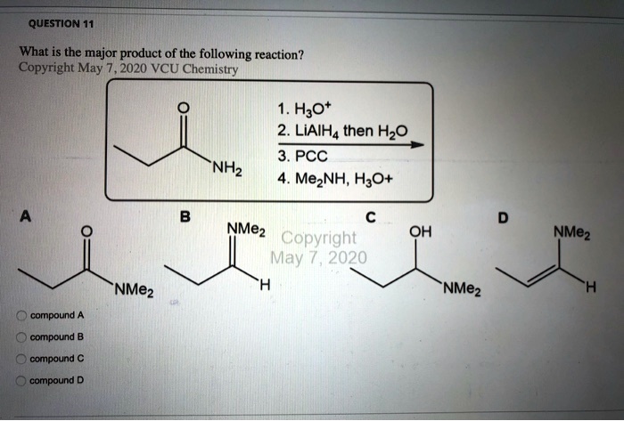 SOLVED: QUESTION 11 What is the major product of the following reaction ...