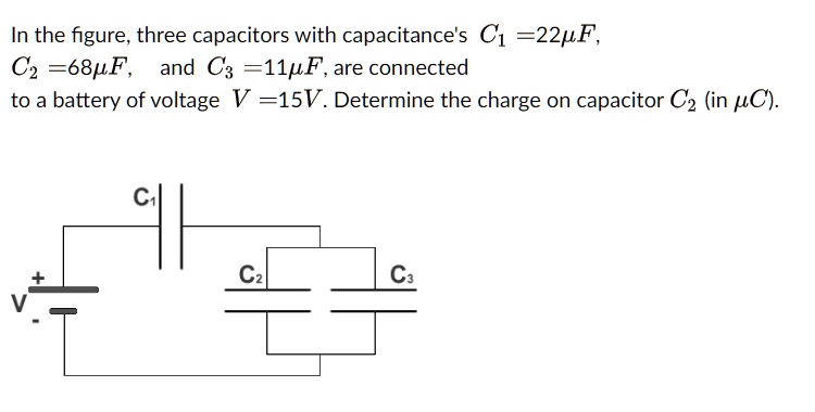 Solved In The Figure Three Capacitors With Capacitances C1 22f C2 68f And C3 11f Are