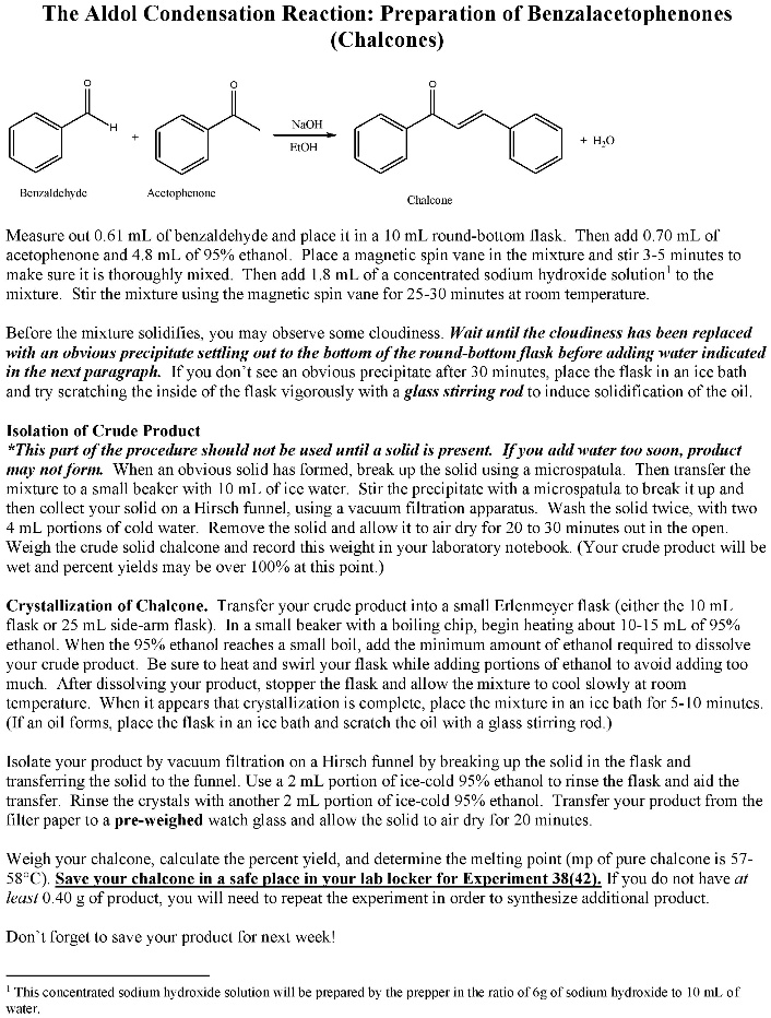 the aldol condensation reaction preparation 0 benzalacetophenones ...