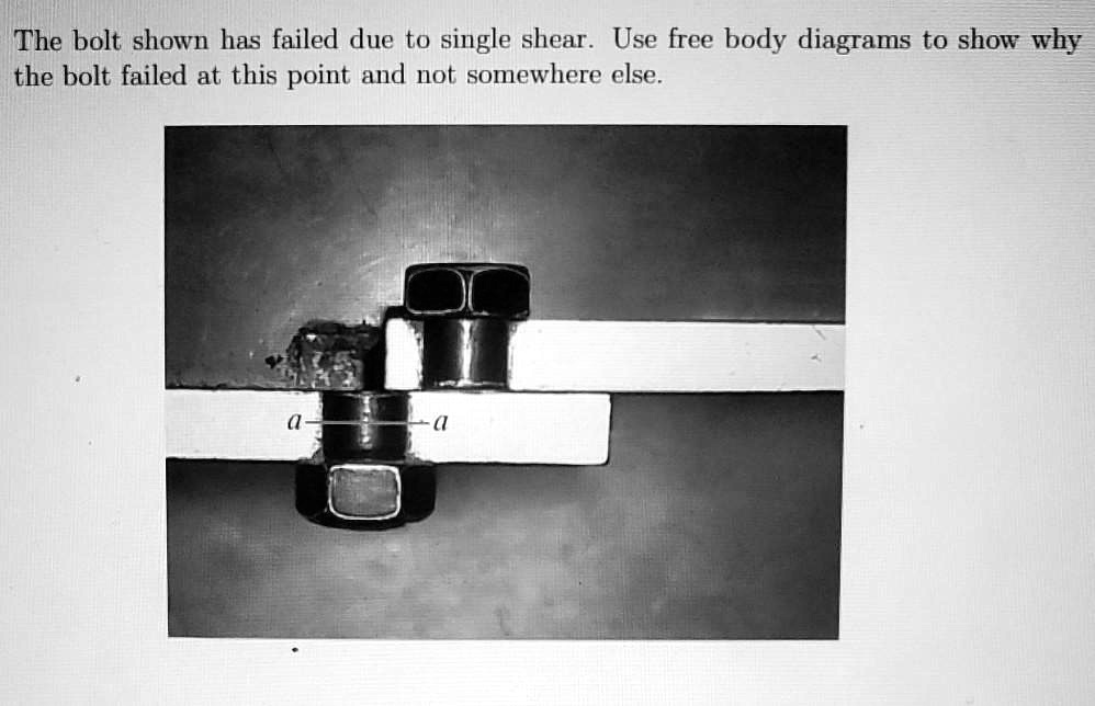 SOLVED: The bolt shown has failed due to single shear. Use free body ...