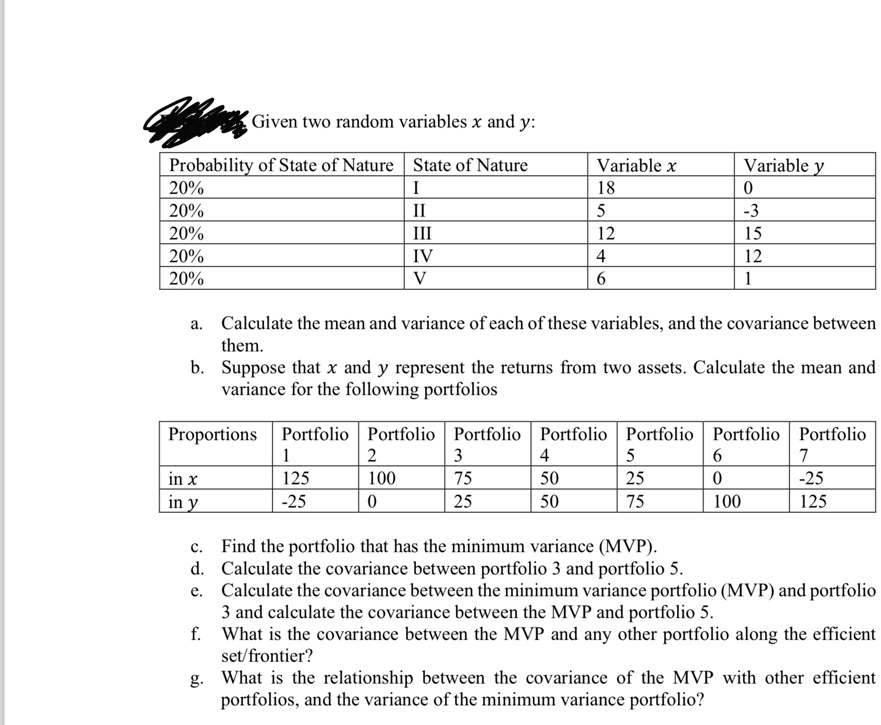 Solved Given Two Random Variables X And Y A Calculate The Mean And Variance Of Each Of These