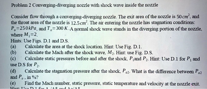 SOLVED: Problem 2: Converging-diverging nozzle with shock wave inside the nozzle Consider flow ...