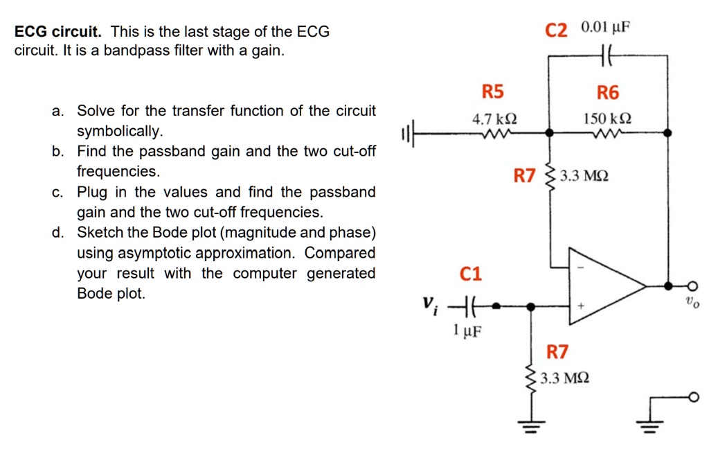 ecg circuit this is the last stage of the ecg circuit it is a bandpass ...