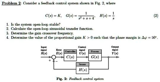 SOLVED: Problem 2: Consider a feedback control system shown in Fig.2, where Cs = KG(s) / (s^2 ...