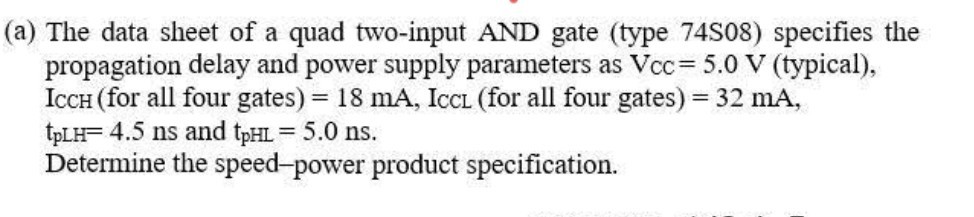 SOLVED: (a) The data sheet of a quad two-input AND gate (type 74S08) specifies the propagation ...