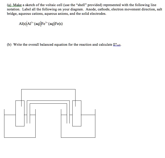 SOLVED: Make sketch of the voltaic cell (use the "shell" provided) represented with the ...