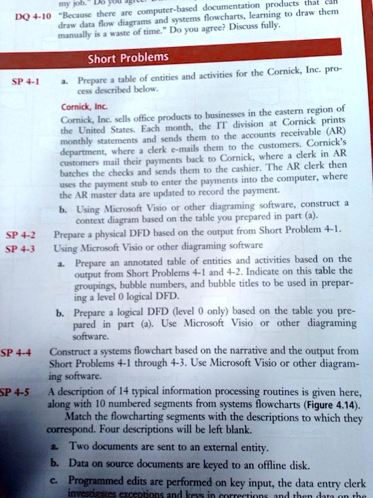 Solved Sp 4 4 Systems Flowchart Dq 4 10 Because There Are Computer Based Documentation Draw