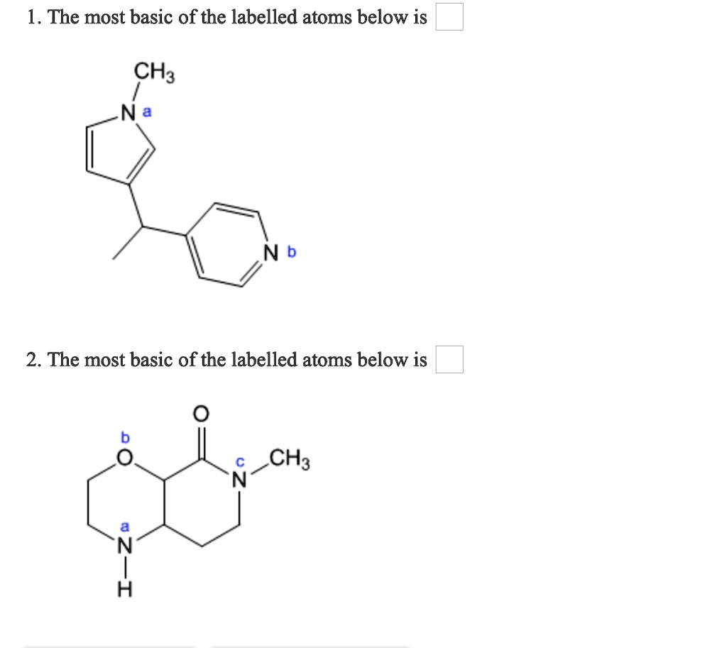 SOLVED:1. The most basic of the labelled atoms below is CH3 N a N b 2 ...