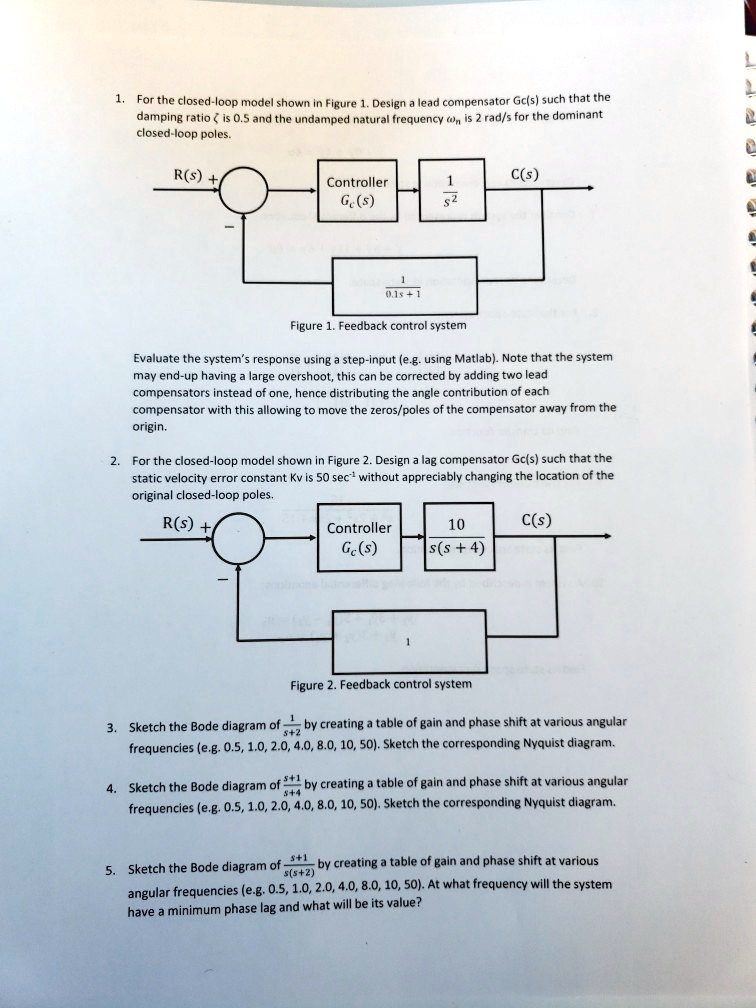Closed-loop poles. R(s) Controller Gc(s) 1 52 C(s) 1 0.1s+1 Figure 1. Feedback control system ...