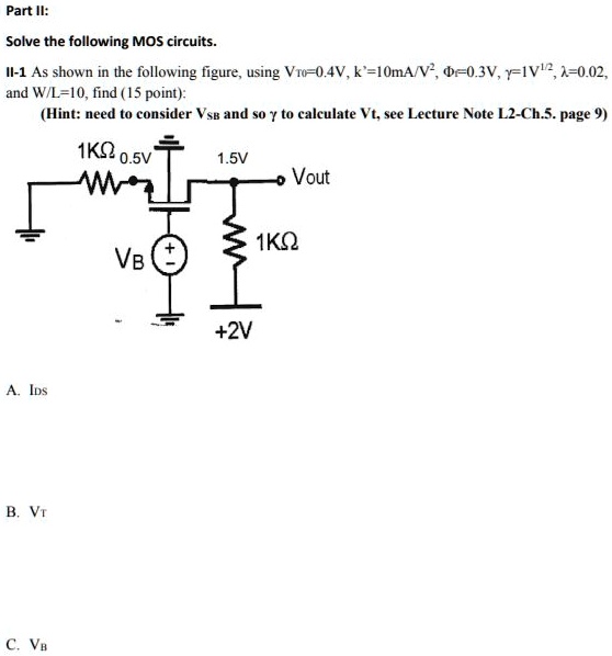 partil solve the following mos circuits 1 1 as shown in the following ...