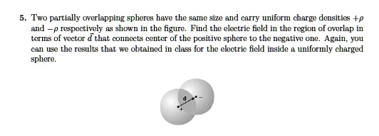 5. Two partially overlapping spheres have the same size and carry ...