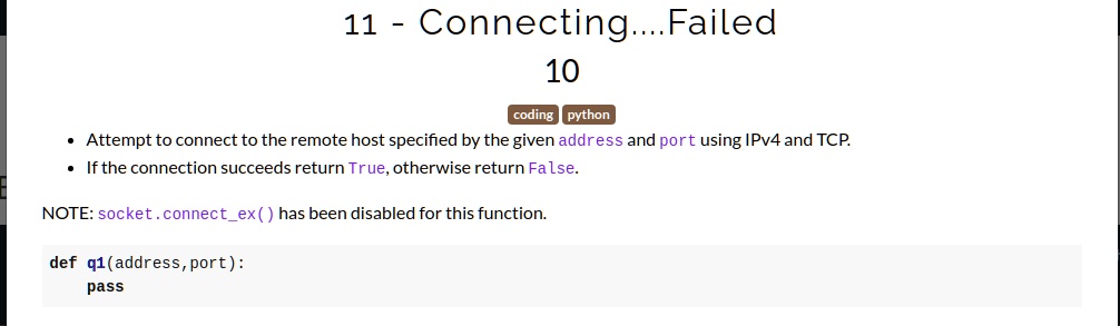 Solved 11 Connecting Failed 10 Coding Python Attempt To Connect To The Remote Host Specified By 2938