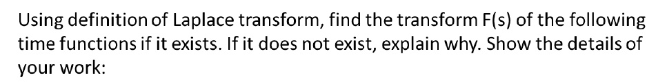 Using definition of Laplace transform, find the trans… - SolvedLib Using definition of Laplace transform, find the trans… - SolvedLib