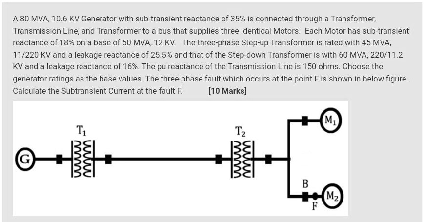 SOLVED: A 80 MVA, 10.6 KV Generator with sub-transient reactance of 35% ...