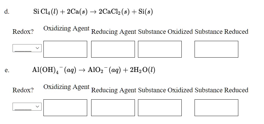 si cl w 2ca8 2cacl2 8 sis redox oxidizing agent reducing agent ...