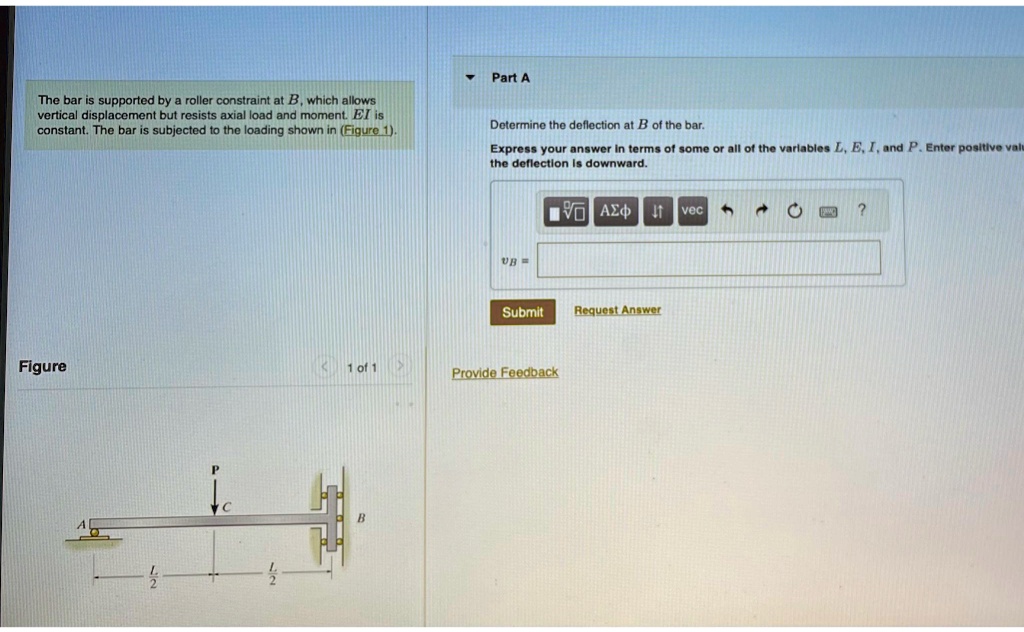 Part A The bar is supported by a roller constraint at B, which allows ...