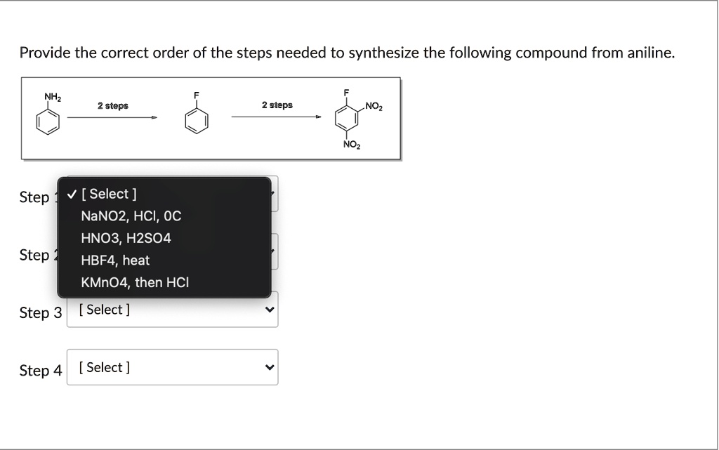 SOLVED:Provide the correct order of the steps needed to synthesize the ...