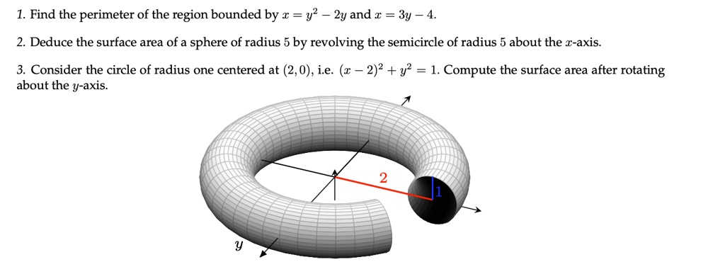SOLVED: 1. Find the perimeter of the region bounded by 1 = y? _ 2y and ...